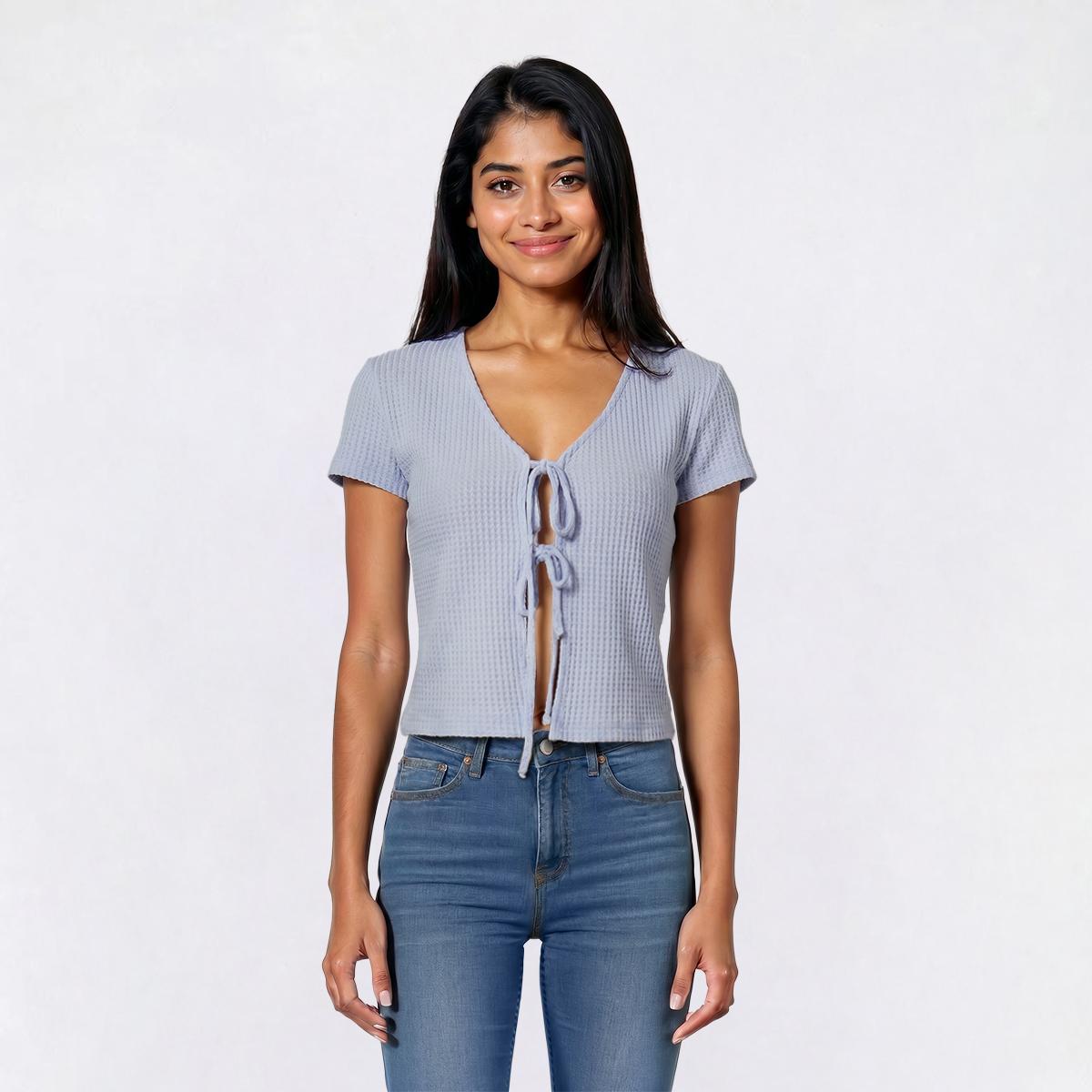 Click here for Juniors Wallflower Brushed Waffle Double Tie Front... prices